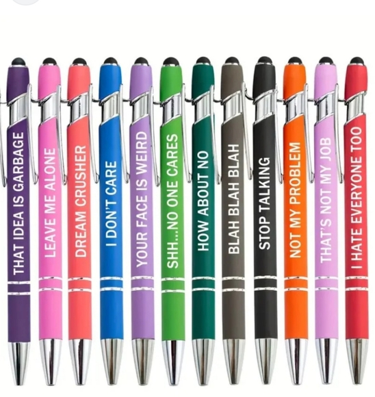 Office | Set Of 12 Funny Pens Stylish Tips | Poshmark